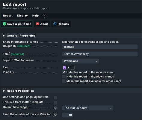 reports limit the number of rows in view tables and scheduling