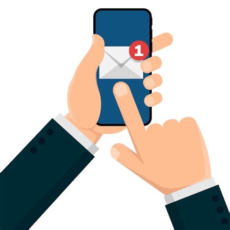 Premium Vector Chat Icon Message On Smartphone Screen Hand Holds Smartphone Finger Touches