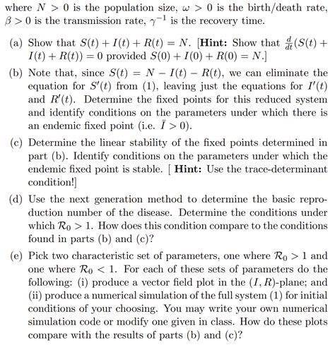 Solved 2 Consider The Spread Of An Infectious Disease