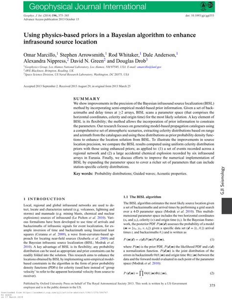 Pdf Using Physics Based Priors In A Bayesian Algorithm To Enhance