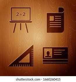 Set Identification Badge Chalkboard Triangular Ruler Stock Vector Royalty Free