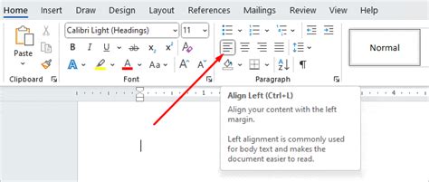 how to right or left align in word