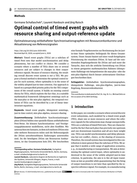 pdf optimal control of timed event graphs with resource sharing and