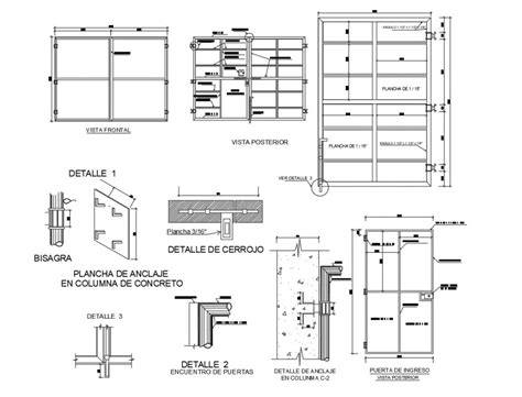 Metallic Gate Elevation Section And Installation Cad Drawing Details Dwg File