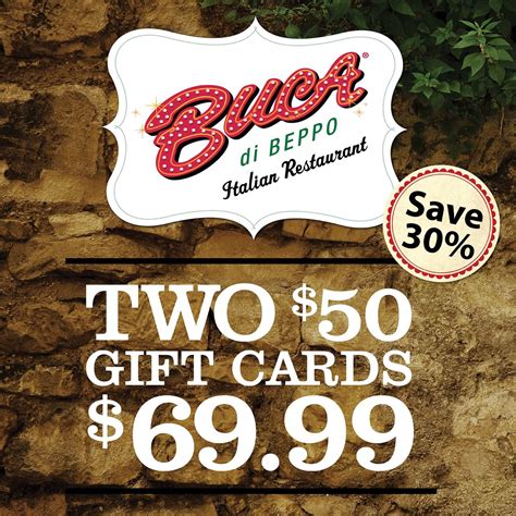 Buca Di Beppo 2 50 T Cards Item Is Non Refundable 825283