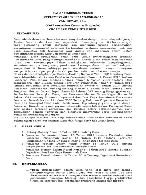 Materi Bintek Perangkat Desa Pdf