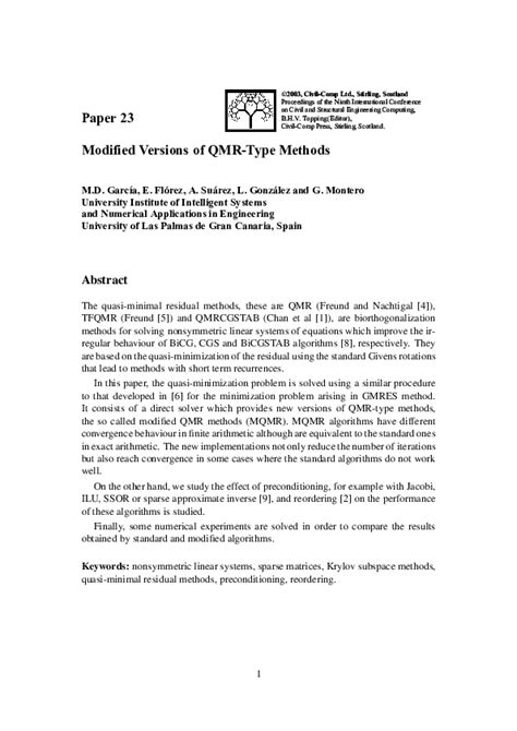 Pdf Modified Versions Of Qmr Type Methods