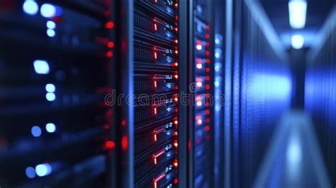 Illuminated Server Racks In A Modern Data Center Stock Illustration Illustration Of