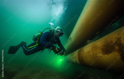 Pipeline Underwater Diver Inspection Natural Gas Pipeline Underwater Construction Gas