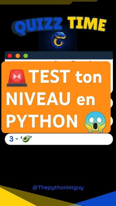🚨test Ton Niveau En Python 😍 Apprendre Python Pythonprogramming Python Youtube