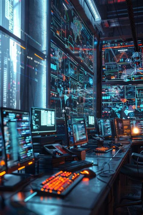ai cyber security high tech control room with cybersecurity experts