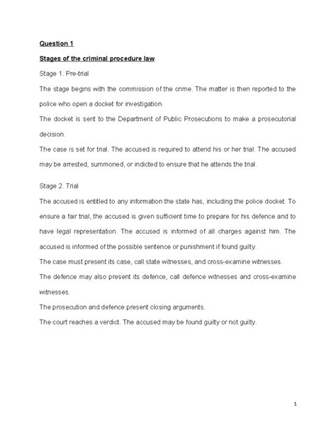 criminal procedure assignment question 1 stages of the criminal