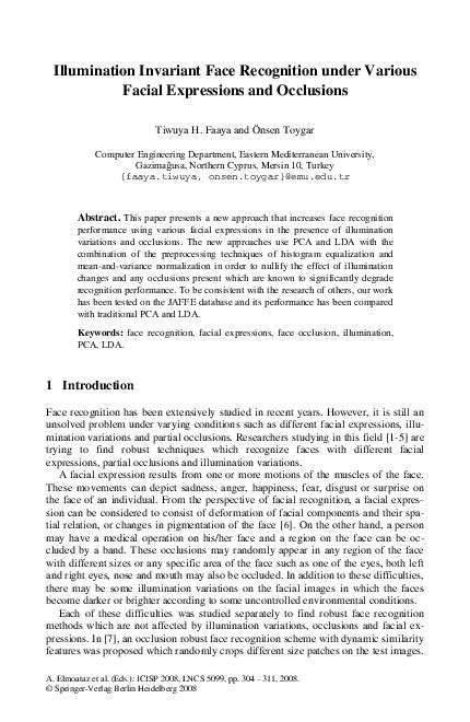 Pdf Illumination Invariant Face Recognition Under Various Facial