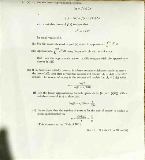 Solved A I Use The Linear Approximation Formula Or Chegg