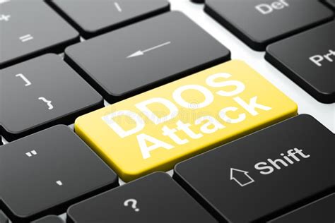 Security Concept Ddos Attack On Computer Keyboard Background Stock