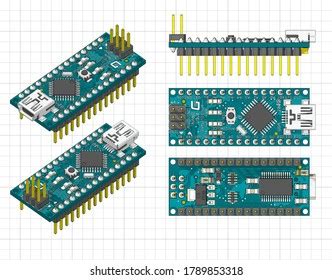 Vector Illustration Arduino Nano Microcontroller Stock Vector Royalty Free