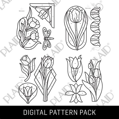 Tulips Gallery Glass Digital Pattern Pack In 2025 Stained Glass
