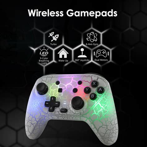 Htq Wireless Pro Controller For Nintendo Switch Lite Oled With Rgb Lights And Turbo Vibration