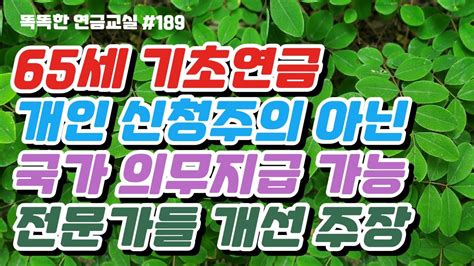 개정 기초연금 국가가 의무 지급 가능하다 Youtube