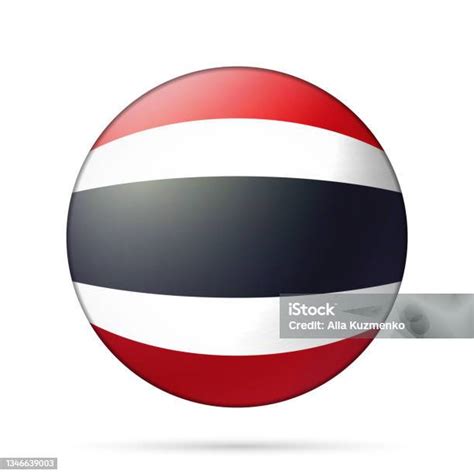 태국의 국기와 유리 빛 공 둥근 구 템플릿 아이콘 국가 기호 흰색 배경에 강조 표시된 광택 사실적 공 3d 추상 벡터 일러스트레이션 큰 거품 3차원 형태에 대한 스톡 벡터