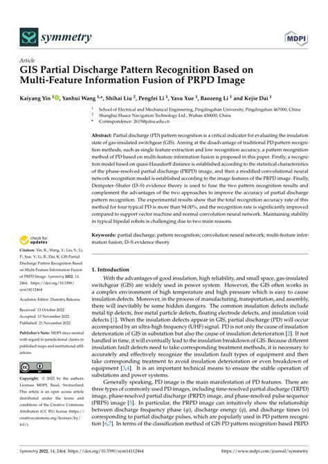 Pdf Gis Partial Discharge Pattern Recognition Based On Multi Feature