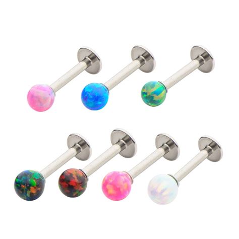 Surgical Steel Labret With Synthetic Opal Ball Tribu