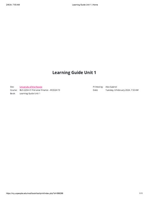 learning guide unit 1 home pdf learning thought