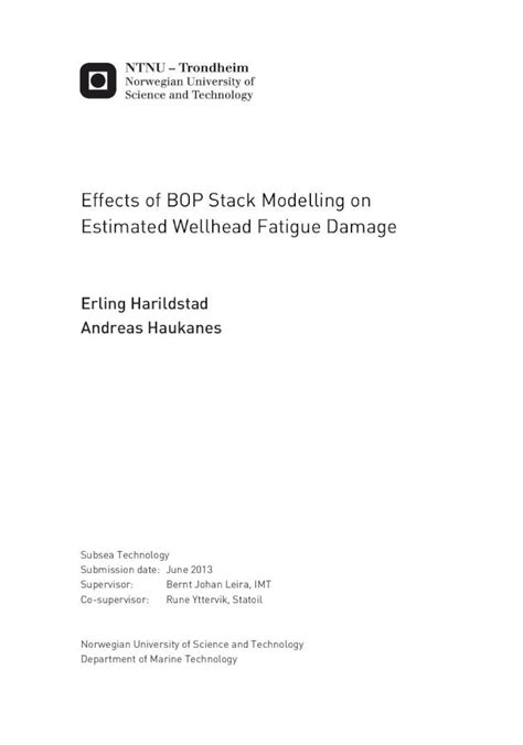 Pdf Effects Of Bop Stack Modelling On Estimated Wellhead Effects