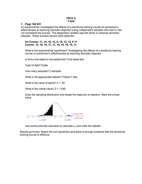 T Test Statistical Analysis Pg 160 21 Fall 2020 Psyc 5 T Test Page