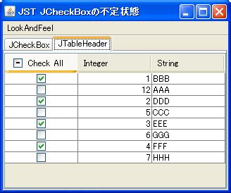 JCheckBoxに不定状態のアイコンを追加する Java Swing Tips