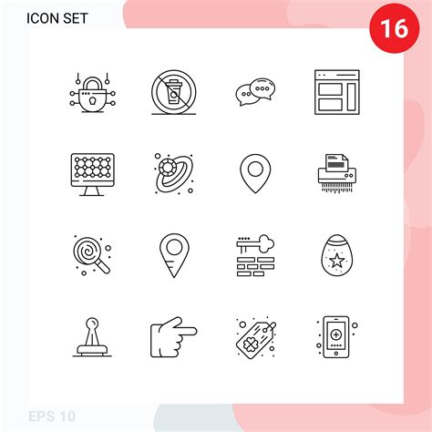 Pack Of 16 Creative Outlines Of Computer Sidebar Chat Right Communication Editable Vector Design