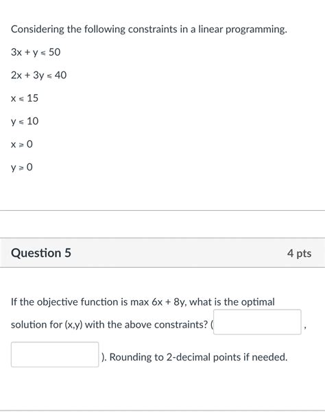 Solved Considering The Following Constraints In A Linear