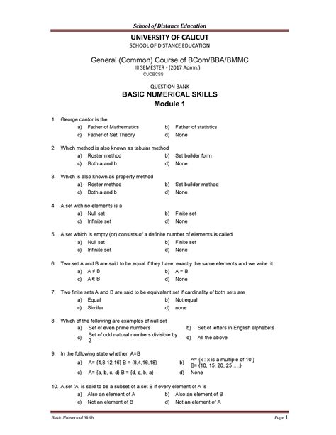 Basic Numerical Skills 2017 Bcom Second Semester Very Important Shots Notes University Of