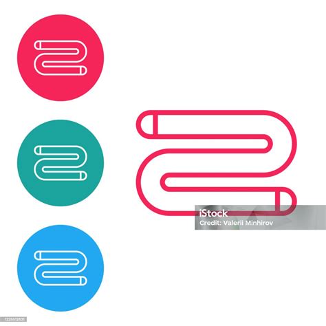 흰색 배경에 격리 된 빨간색 선 수건 아이콘입니다 원 버튼으로 아이콘을 설정합니다 벡터 일러스트레이션 가정 생활에 대한 스톡 벡터 아트 및 기타 이미지 Istock