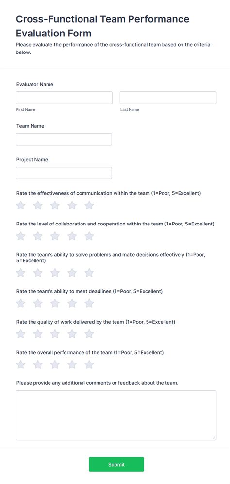 Cross Functional Team Performance Evaluation Form Template Jotform