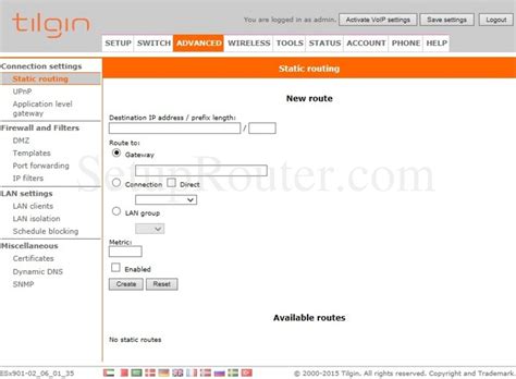 Tilgin Hg2381 Screenshot Staticrouting