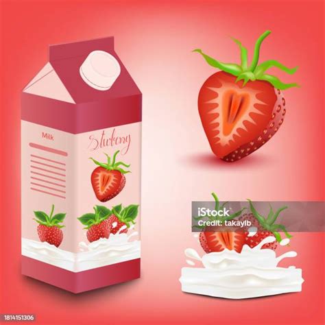 우유 또는 딸기 맛 주스 팩의 판지 벡터 일러스트 레이 션 Eps 10 0명에 대한 스톡 벡터 아트 및 기타 이미지 0명 건강한 식생활 과일 Istock