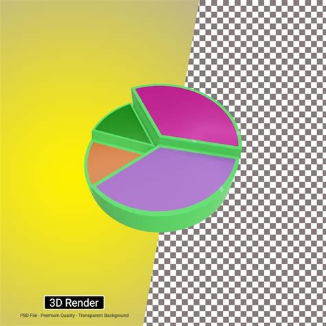 템플릿 디자인 Ui 또는 Ux 등에 적합한 투명한 배경의 3d 원형 차트 아이콘 프리미엄 Psd 파일
