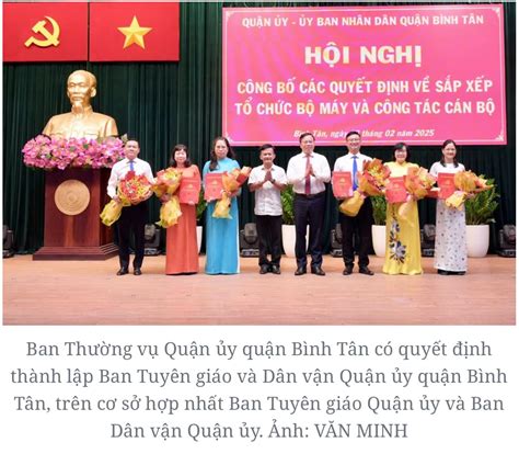 QUẬN BÌNH TÂN CÔNG BỐ HỢP NHẤT, THÀNH LẬP NHIỀU ĐƠN VỊ MỚI
