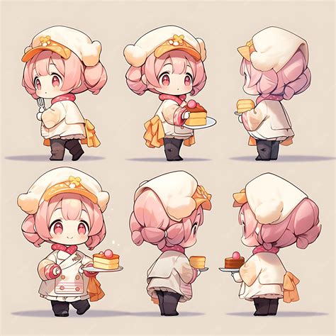 Premium Photo Character Of Female Chibi Kawaii Baker Apron And Chef