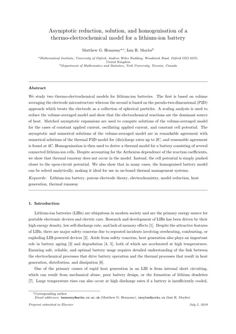 Pdf Asymptotic Reduction Solution And Homogenisation Of A Thermo