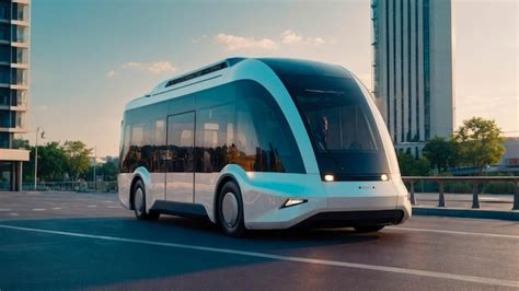 Premium Photo Unmanned Shuttle Bus Automated Selfdriving Vehicle