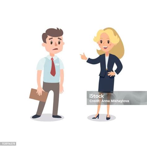 남자와 여자는 프로젝트를 제시 만화 캐릭터와 벡터 일러스트입니다 팀 건물입니다 리더십입니다 관리입니다 성공적인 팀입니다 감독에 대한 스톡 벡터 아트 및 기타 이미지 Istock