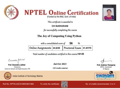 Chennakesavula Sudharani On Linkedin Nptelcertification