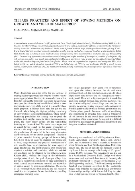 Pdf Tillage Practices And Effect Of Sowing Methods On Growth And