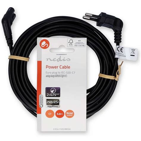 Захранващ кабел за телевизор или уредба захранване ъглов 220vac 2 5a 5m Кабели Кон