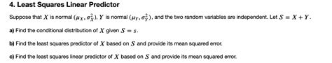 solved 4 least squares linear predictor suppose that x is