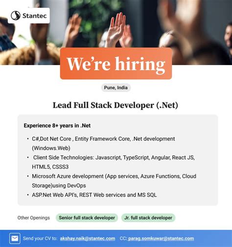 Ayush Gupta On Linkedin Stantec Is Hiring Lead Full Stack Developer