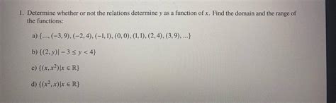 solved 1 determine whether or not the relations determine y