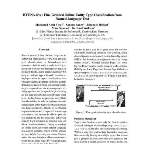 Hyena Live Fine Grained Online Entity Type Classification From Natural